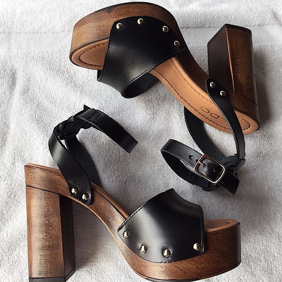 Aldo | Shoes | Aldo Leather Platform Sandals Black 65m | Poshmark